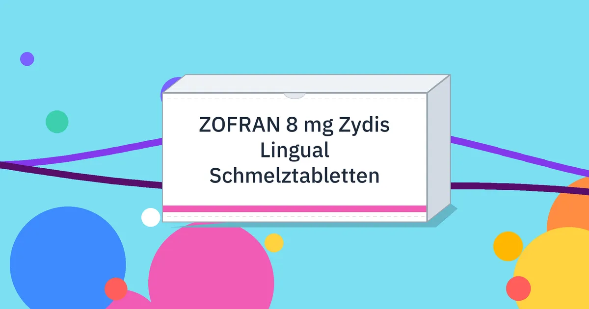 Symbolbild: Packung mit der Aufschrift ZOFRAN 8 mg Zydis Lingual Schmelztabletten (PZN 00568746) – Verfügbarkeit und Bezug in Apotheken in Frankfurt am Main