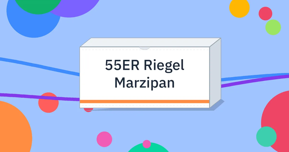 Symbolbild: Packung mit der Aufschrift 55ER Riegel Marzipan (PZN 11348628) – Verfügbarkeit und Bezug in Apotheken in Frankfurt am Main