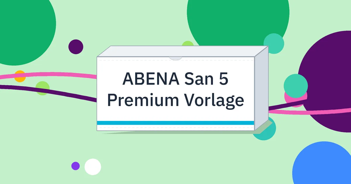 Symbolbild: Packung mit der Aufschrift ABENA San 5 Premium Vorlage (PZN 10219633) – Verfügbarkeit und Bezug in Apotheken in Frankfurt am Main