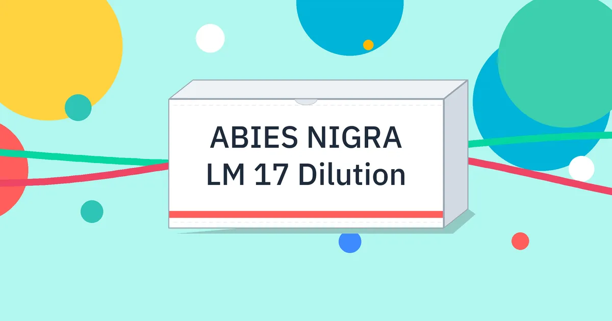 Symbolbild: Packung mit der Aufschrift ABIES NIGRA LM 17 Dilution (PZN 13260518) – Verfügbarkeit und Bezug in Apotheken in Frankfurt am Main