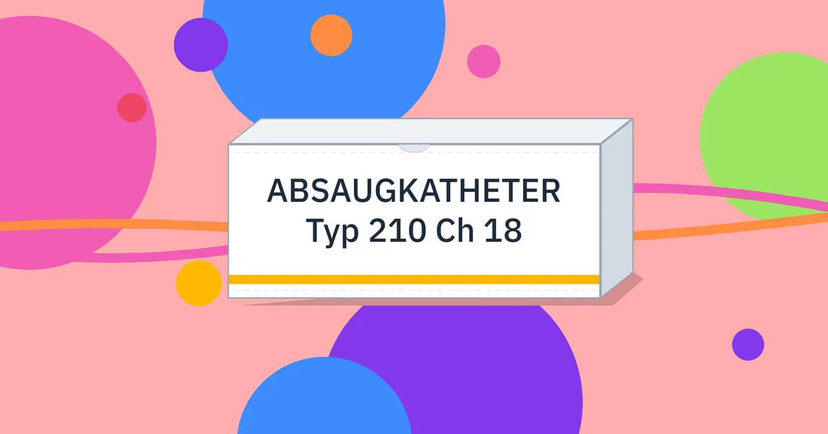 Symbolbild: Packung mit der Aufschrift ABSAUGKATHETER Typ 210 Ch 18 (PZN 07489659) – Verfügbarkeit und Bezug in Apotheken in Frankfurt am Main