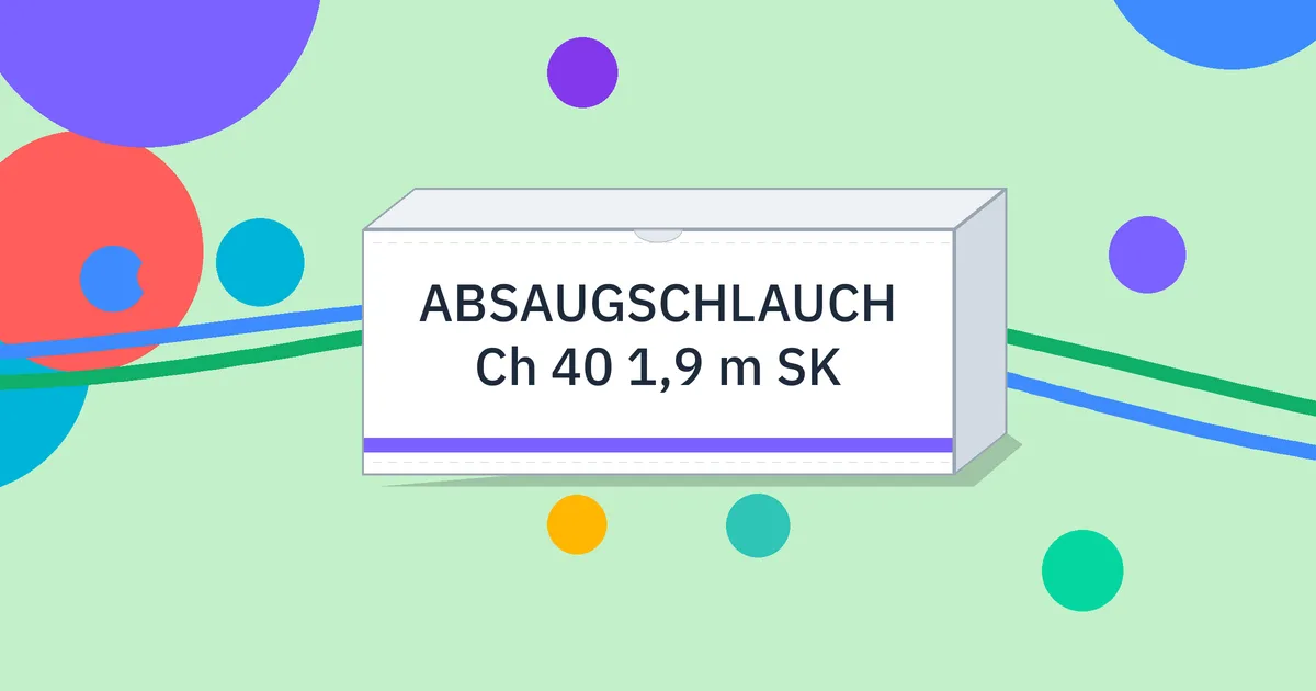 Symbolbild: Packung mit der Aufschrift ABSAUGSCHLAUCH Ch 40 1,9 m SK (PZN 17484143) – Verfügbarkeit und Bezug in Apotheken in Frankfurt am Main