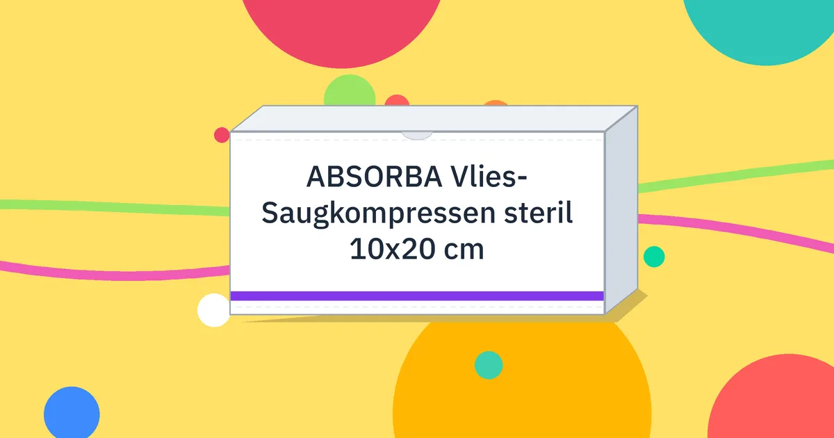 Symbolbild: Packung mit der Aufschrift ABSORBA Vlies-Saugkompressen steril 10x20 cm (PZN 03380380) – Verfügbarkeit und Bezug in Apotheken in Frankfurt am Main