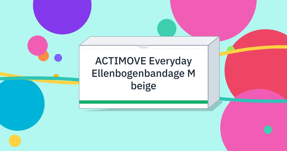 Symbolbild: Packung mit der Aufschrift ACTIMOVE Everyday Ellenbogenbandage M beige (PZN 18328511) – Verfügbarkeit und Bezug in Apotheken in Frankfurt am Main