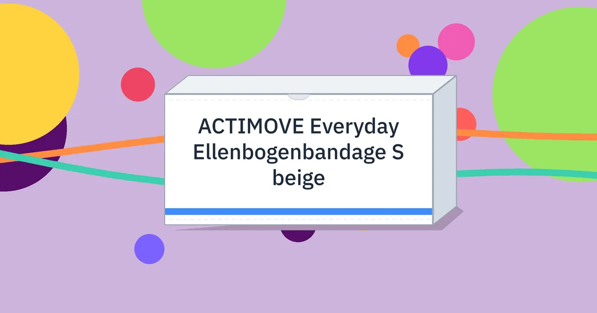 Symbolbild: Packung mit der Aufschrift ACTIMOVE Everyday Ellenbogenbandage S beige (PZN 18328505) – Verfügbarkeit und Bezug in Apotheken in Frankfurt am Main