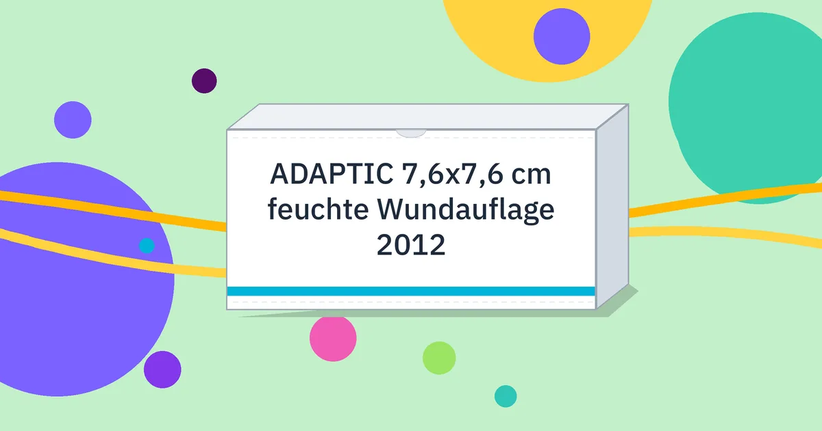 Symbolbild: Packung mit der Aufschrift ADAPTIC 7,6x7,6 cm feuchte Wundauflage 2012 (PZN 18059614) – Verfügbarkeit und Bezug in Apotheken in Frankfurt am Main