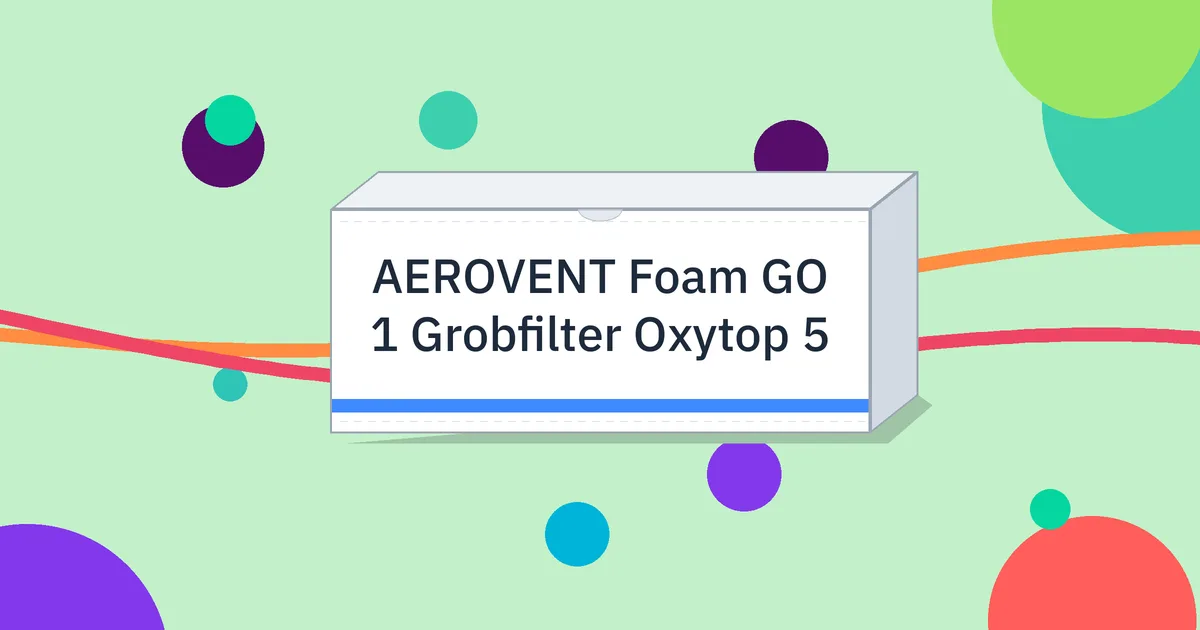 Symbolbild: Packung mit der Aufschrift AEROVENT Foam GO 1 Grobfilter Oxytop 5 (PZN 01076442) – Verfügbarkeit und Bezug in Apotheken in Frankfurt am Main