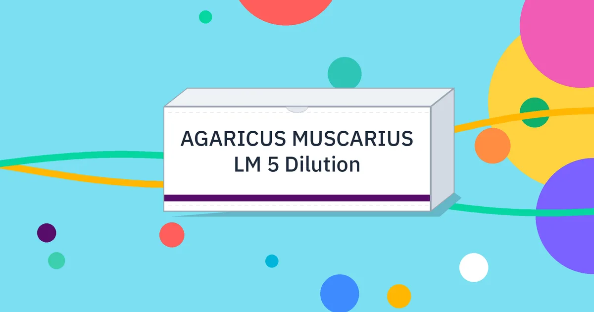 Symbolbild: Packung mit der Aufschrift AGARICUS MUSCARIUS LM 5 Dilution (PZN 12756192) – Verfügbarkeit und Bezug in Apotheken in Frankfurt am Main