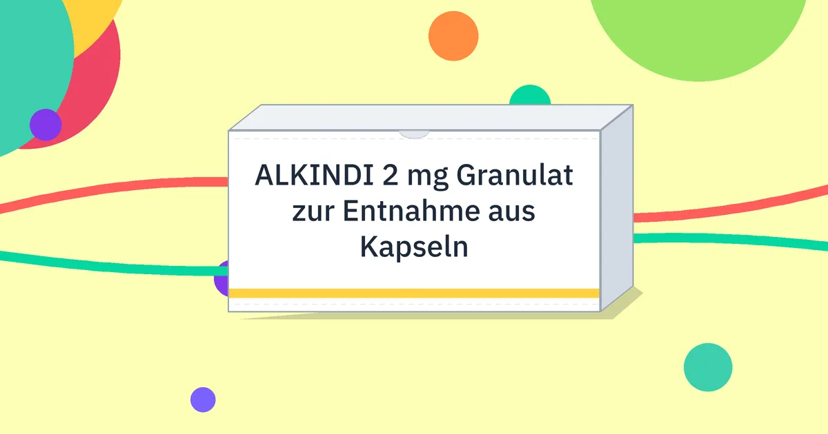 Symbolbild: Packung mit der Aufschrift ALKINDI 2 mg Granulat zur Entnahme aus Kapseln (PZN 13918739) – Verfügbarkeit und Bezug in Apotheken in Frankfurt am Main