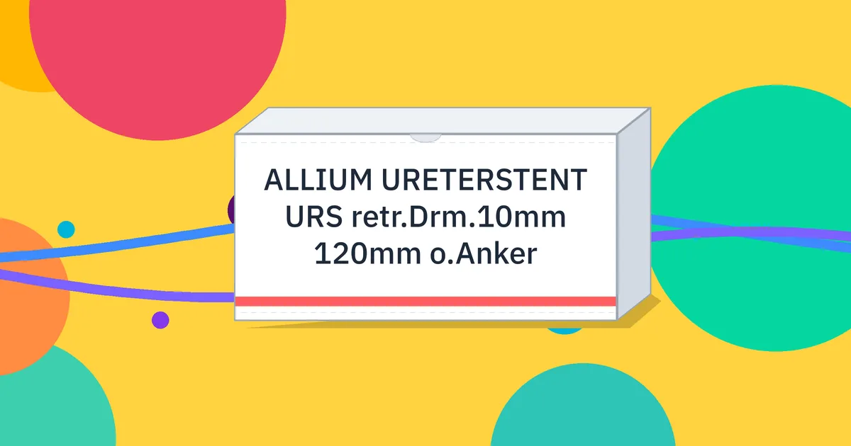 Symbolbild: Packung mit der Aufschrift ALLIUM URETERSTENT URS retr.Drm.10mm 120mm o.Anker (PZN 10982263) – Verfügbarkeit und Bezug in Apotheken in Frankfurt am Main