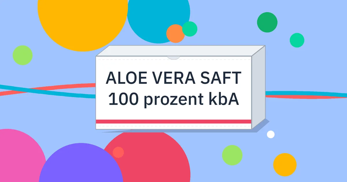 Symbolbild: Packung mit der Aufschrift ALOE VERA SAFT 100 prozent kbA (PZN 02480300) – Verfügbarkeit und Bezug in Apotheken in Frankfurt am Main
