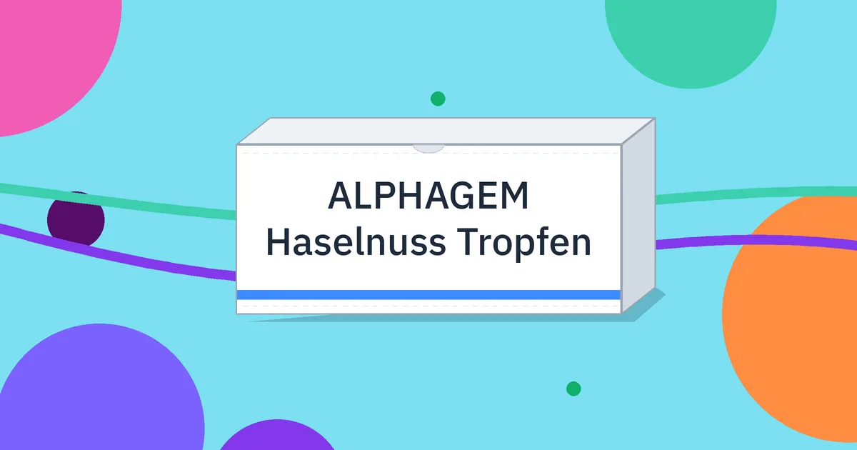 Symbolbild: Packung mit der Aufschrift ALPHAGEM Haselnuss Tropfen (PZN 20297255) – Verfügbarkeit und Bezug in Apotheken in Frankfurt am Main