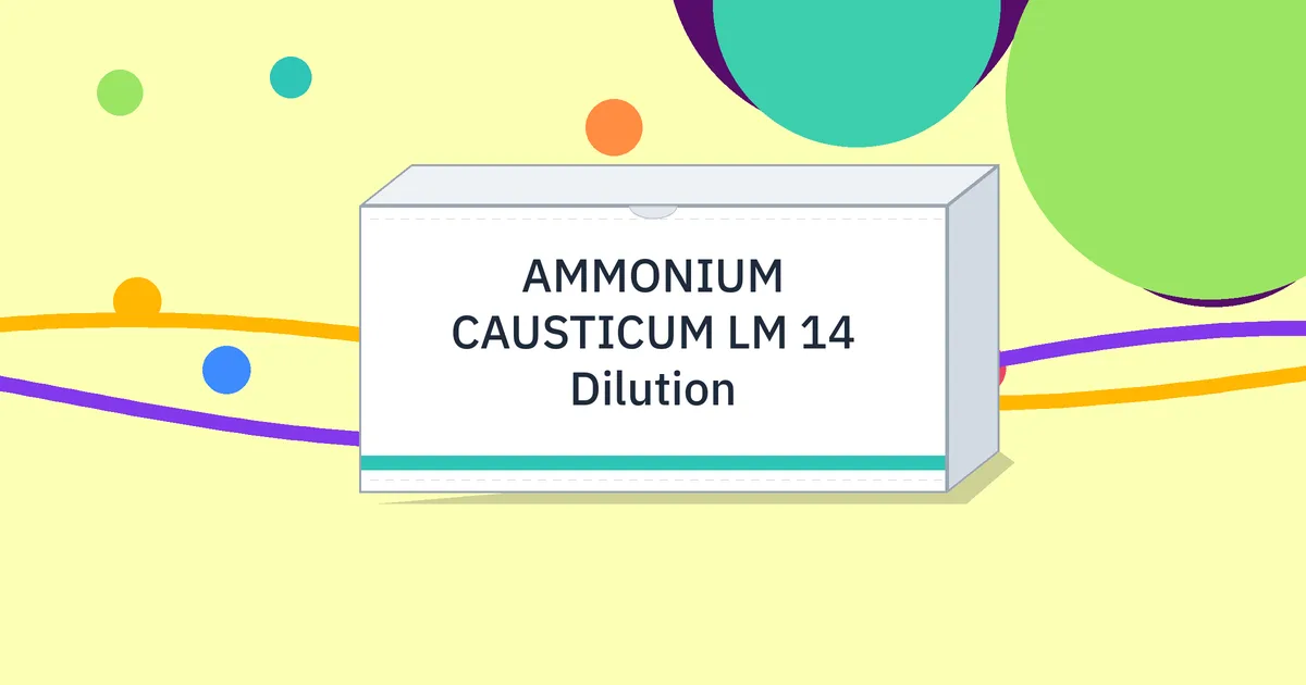 Symbolbild: Packung mit der Aufschrift AMMONIUM CAUSTICUM LM 14 Dilution (PZN 13320901) – Verfügbarkeit und Bezug in Apotheken in Frankfurt am Main