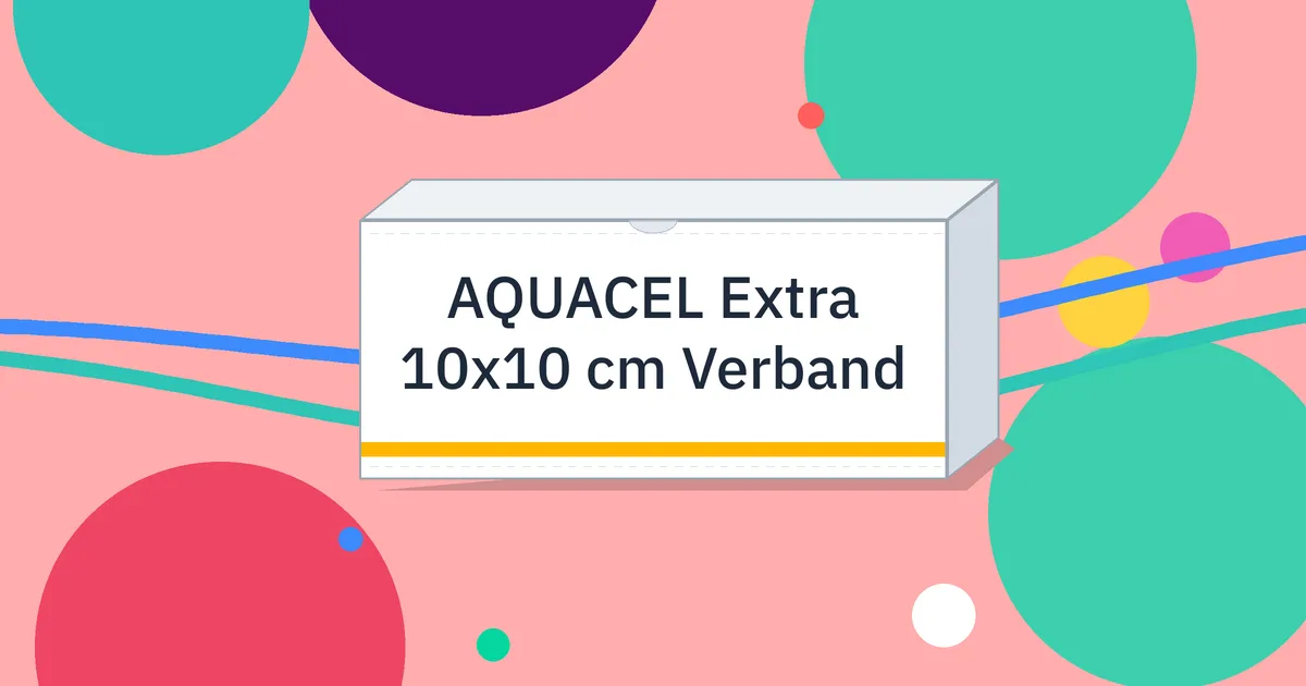 Symbolbild: Packung mit der Aufschrift AQUACEL Extra 10x10 cm Verband (PZN 16595001) – Verfügbarkeit und Bezug in Apotheken in Frankfurt am Main