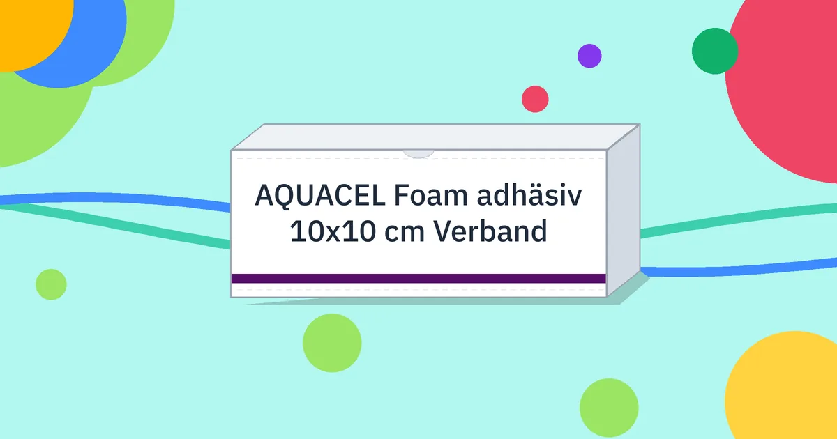 Symbolbild: Packung mit der Aufschrift AQUACEL Foam adhäsiv 10x10 cm Verband (PZN 15403436) – Verfügbarkeit und Bezug in Apotheken in Frankfurt am Main