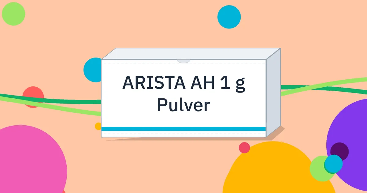 Symbolbild: Packung mit der Aufschrift ARISTA AH 1 g Pulver (PZN 16718797) – Verfügbarkeit und Bezug in Apotheken in Frankfurt am Main