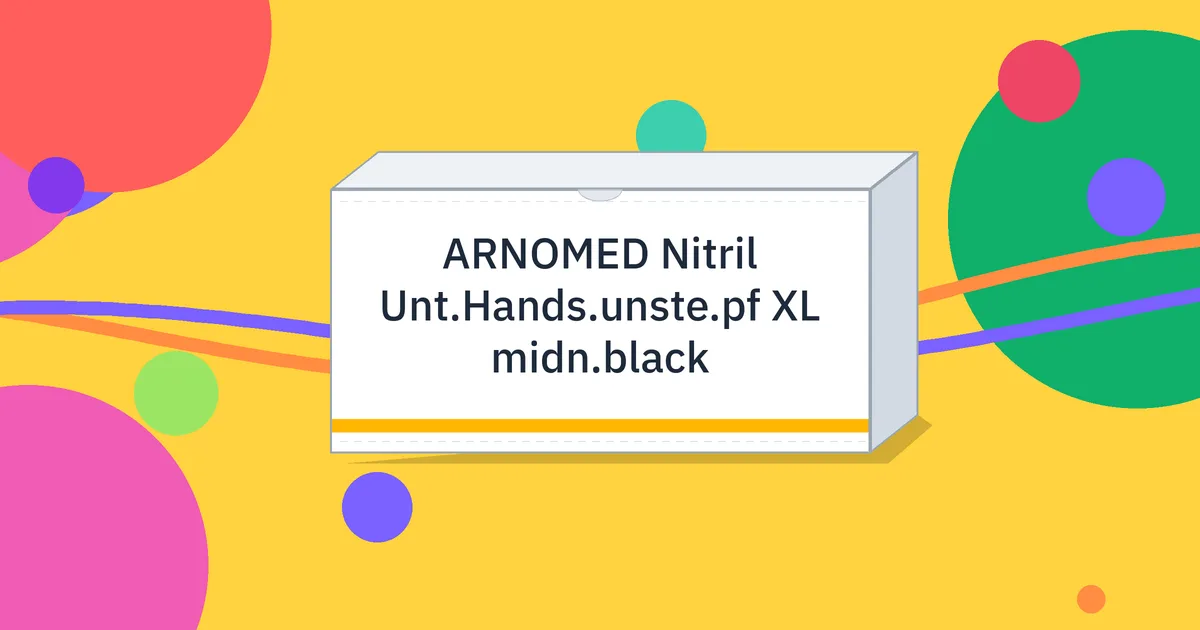Symbolbild: Packung mit der Aufschrift ARNOMED Nitril Unt.Hands.unste.pf XL midn.black (PZN 18137136) – Verfügbarkeit und Bezug in Apotheken in Frankfurt am Main