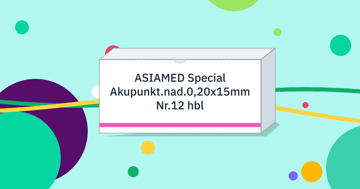 Symbolbild: Packung mit der Aufschrift ASIAMED Special Akupunkt.nad.0,20x15mm Nr.12 hbl (PZN 18321822) – Verfügbarkeit und Bezug in Apotheken in Frankfurt am Main