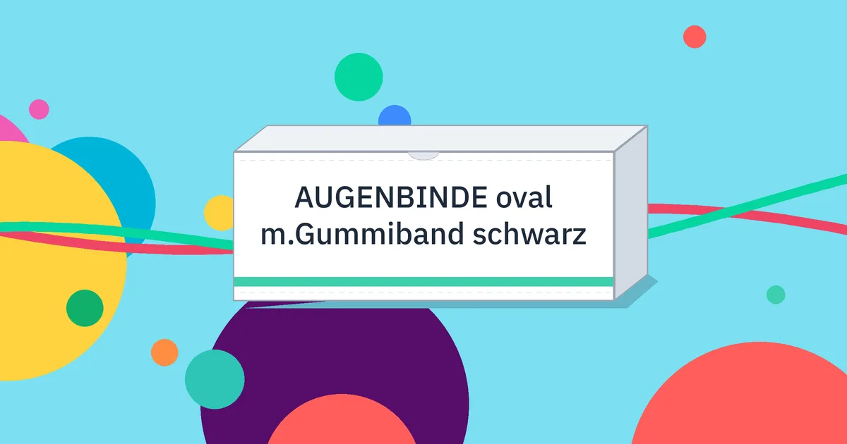 Symbolbild: Packung mit der Aufschrift AUGENBINDE oval m.Gummiband schwarz (PZN 00759328) – Verfügbarkeit und Bezug in Apotheken in Frankfurt am Main