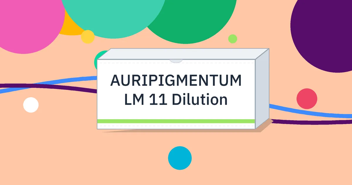 Symbolbild: Packung mit der Aufschrift AURIPIGMENTUM LM 11 Dilution (PZN 12782930) – Verfügbarkeit und Bezug in Apotheken in Frankfurt am Main