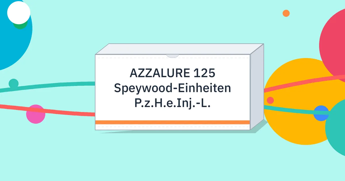 Symbolbild: Packung mit der Aufschrift AZZALURE 125 Speywood-Einheiten P.z.H.e.Inj.-L. (PZN 17312382) – Verfügbarkeit und Bezug in Apotheken in Frankfurt am Main