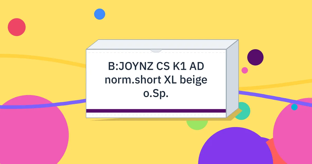 Symbolbild: Packung mit der Aufschrift B:JOYNZ CS K1 AD norm.short XL beige o.Sp. (PZN 20528223) – Verfügbarkeit und Bezug in Apotheken in Frankfurt am Main