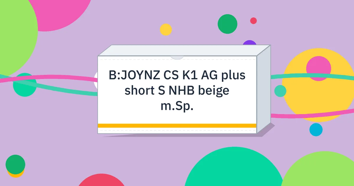 Symbolbild: Packung mit der Aufschrift B:JOYNZ CS K1 AG plus short S NHB beige m.Sp. (PZN 20534086) – Verfügbarkeit und Bezug in Apotheken in Frankfurt am Main