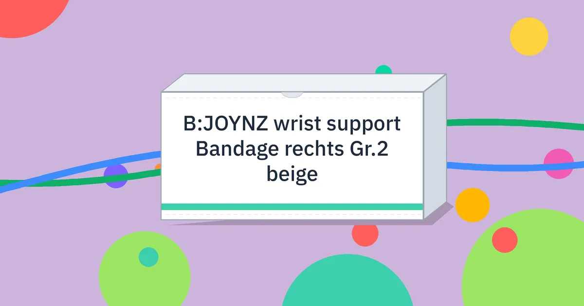 Symbolbild: Packung mit der Aufschrift B:JOYNZ wrist support Bandage rechts Gr.2 beige (PZN 20522640) – Verfügbarkeit und Bezug in Apotheken in Frankfurt am Main