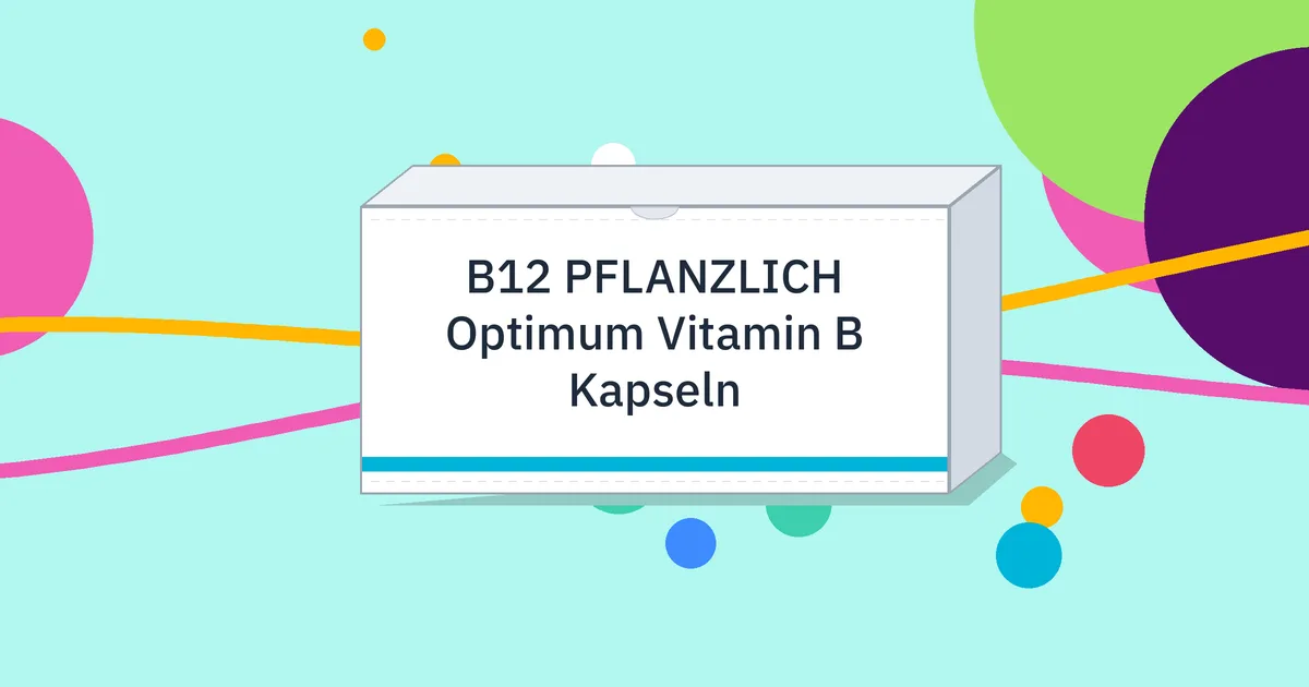 Symbolbild: Packung mit der Aufschrift B12 PFLANZLICH Optimum Vitamin B Kapseln (PZN 11308899) – Verfügbarkeit und Bezug in Apotheken in Frankfurt am Main
