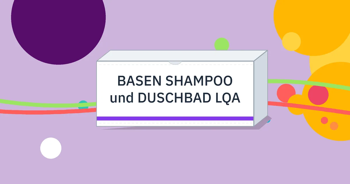 Symbolbild: Packung mit der Aufschrift BASEN SHAMPOO und DUSCHBAD LQA (PZN 00747348) – Verfügbarkeit und Bezug in Apotheken in Frankfurt am Main