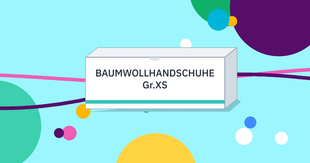 Symbolbild: Packung mit der Aufschrift BAUMWOLLHANDSCHUHE Gr.XS (PZN 09511943) – Verfügbarkeit und Bezug in Apotheken in Frankfurt am Main