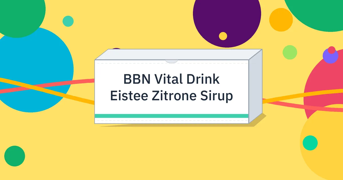 Symbolbild: Packung mit der Aufschrift BBN Vital Drink Eistee Zitrone Sirup (PZN 18750670) – Verfügbarkeit und Bezug in Apotheken in Frankfurt am Main