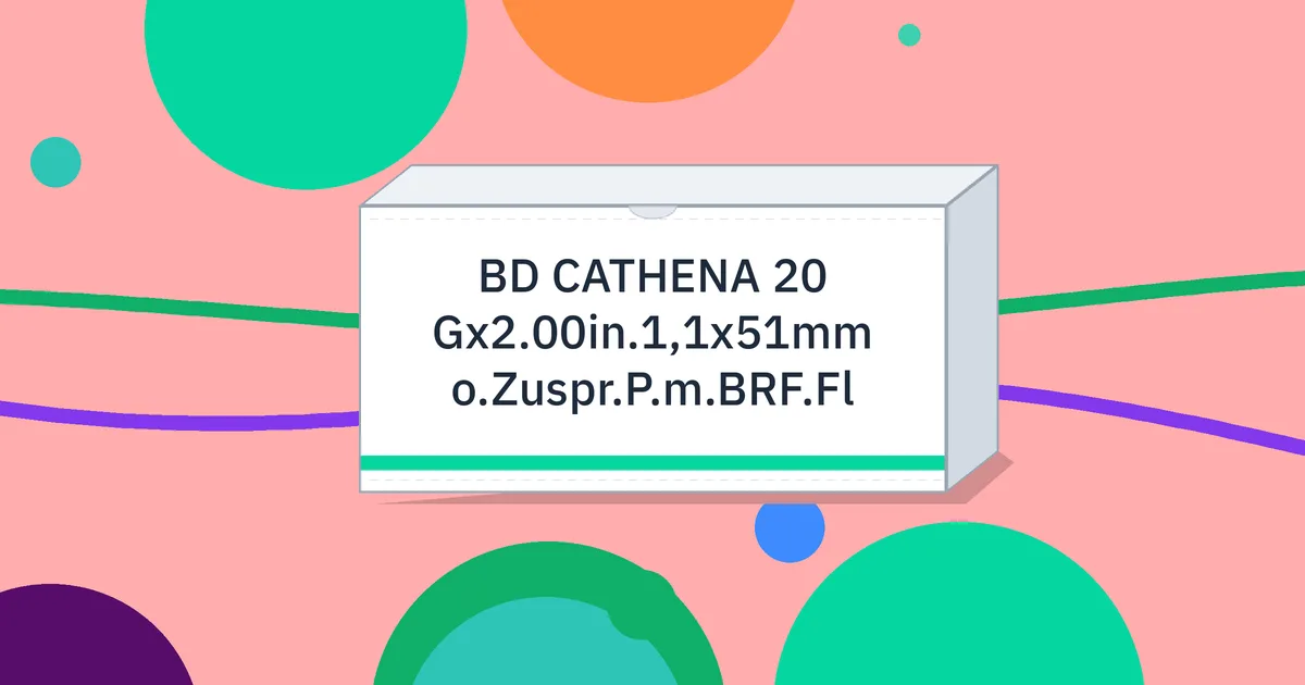 Symbolbild: Packung mit der Aufschrift BD CATHENA 20 Gx2.00in.1,1x51mm o.Zuspr.P.m.BRF.Fl (PZN 16910649) – Verfügbarkeit und Bezug in Apotheken in Frankfurt am Main
