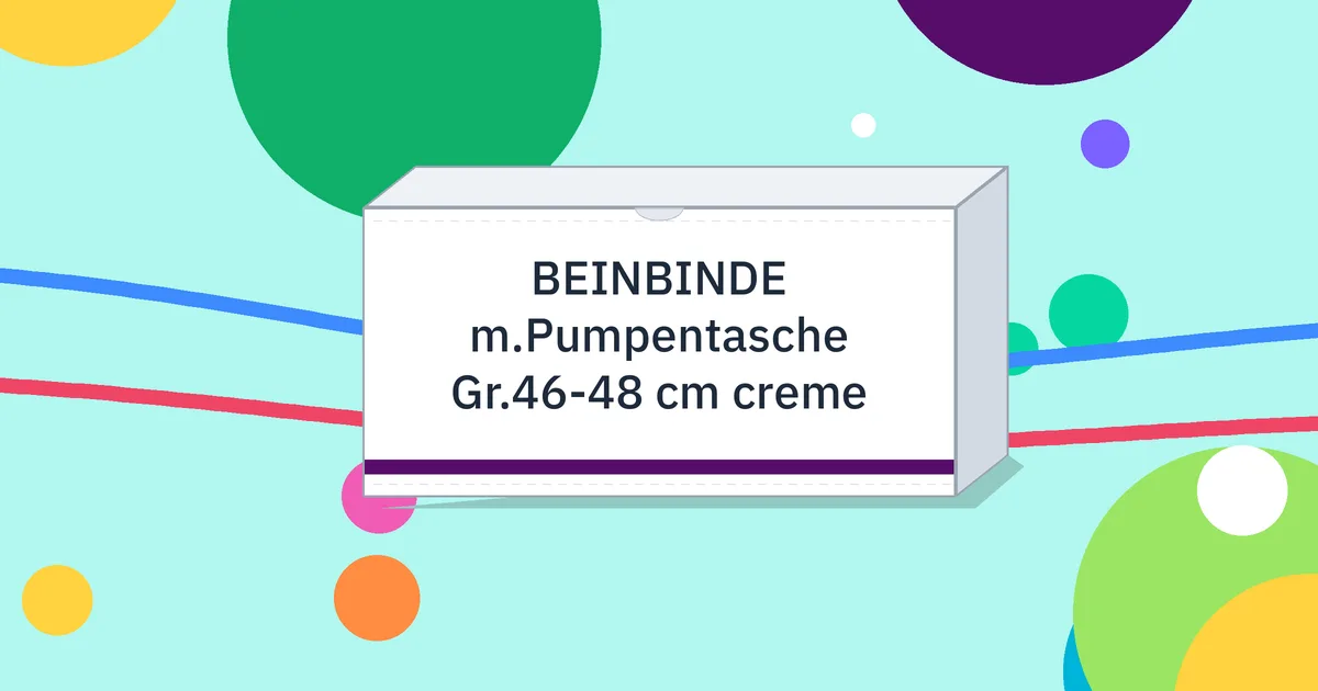 Symbolbild: Packung mit der Aufschrift BEINBINDE m.Pumpentasche Gr.46-48 cm creme (PZN 12461114) – Verfügbarkeit und Bezug in Apotheken in Frankfurt am Main