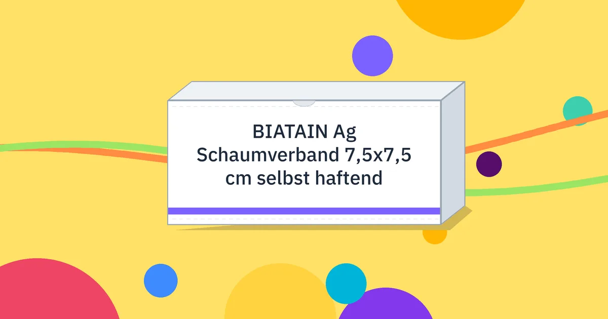 Symbolbild: Packung mit der Aufschrift BIATAIN Ag Schaumverband 7,5x7,5 cm selbst haftend (PZN 18122991) – Verfügbarkeit und Bezug in Apotheken in Frankfurt am Main