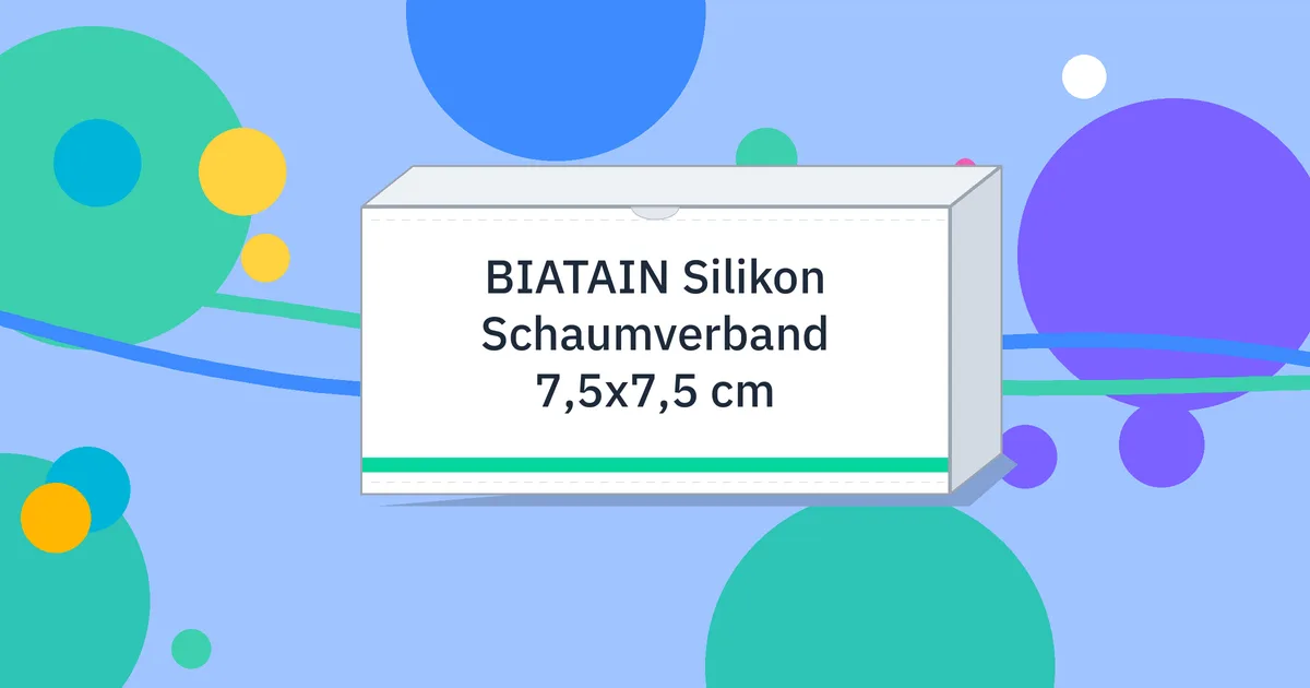 Symbolbild: Packung mit der Aufschrift BIATAIN Silikon Schaumverband 7,5x7,5 cm (PZN 09731426) – Verfügbarkeit und Bezug in Apotheken in Frankfurt am Main