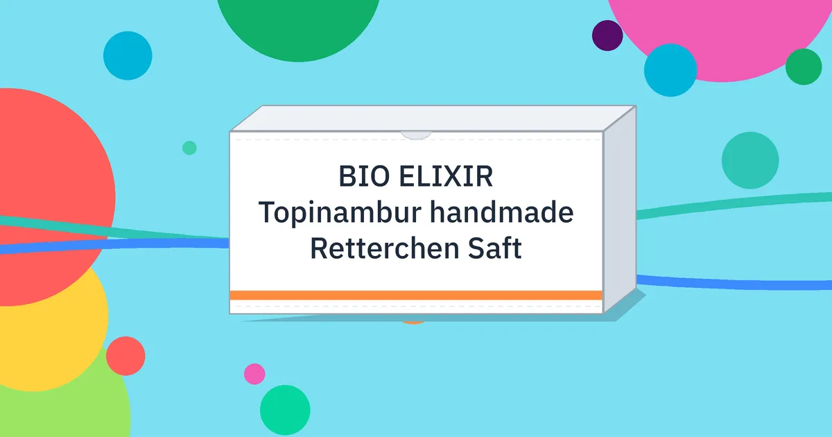 Symbolbild: Packung mit der Aufschrift BIO ELIXIR Topinambur handmade Retterchen Saft (PZN 16735488) – Verfügbarkeit und Bezug in Apotheken in Frankfurt am Main