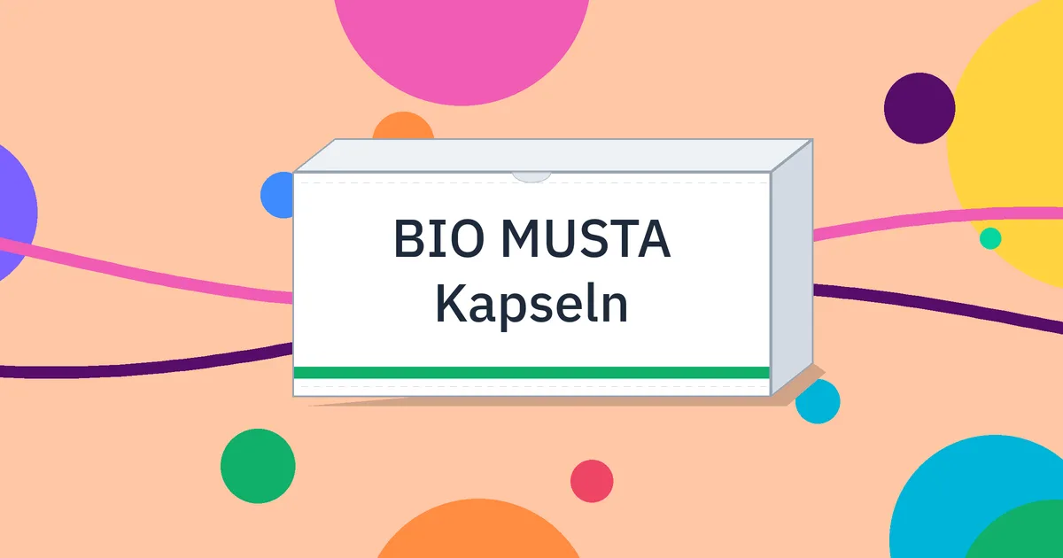 Symbolbild: Packung mit der Aufschrift BIO MUSTA Kapseln (PZN 16707204) – Verfügbarkeit und Bezug in Apotheken in Frankfurt am Main