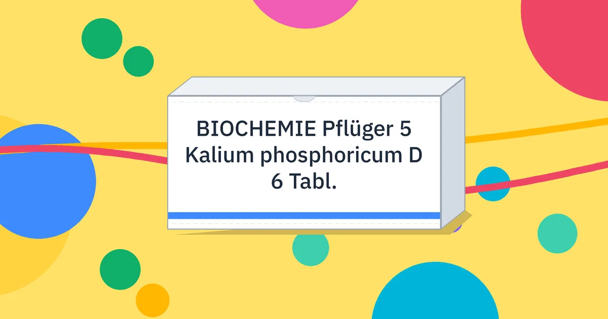 Symbolbild: Packung mit der Aufschrift BIOCHEMIE Pflüger 5 Kalium phosphoricum D 6 Tabl. (PZN 06319240) – Verfügbarkeit und Bezug in Apotheken in Frankfurt am Main
