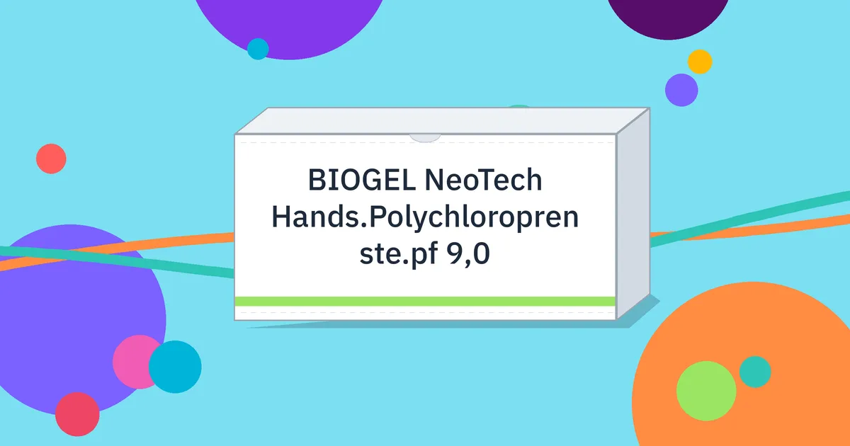 Symbolbild: Packung mit der Aufschrift BIOGEL NeoTech Hands.Polychloropren ste.pf 9,0 (PZN 20867095) – Verfügbarkeit und Bezug in Apotheken in Frankfurt am Main