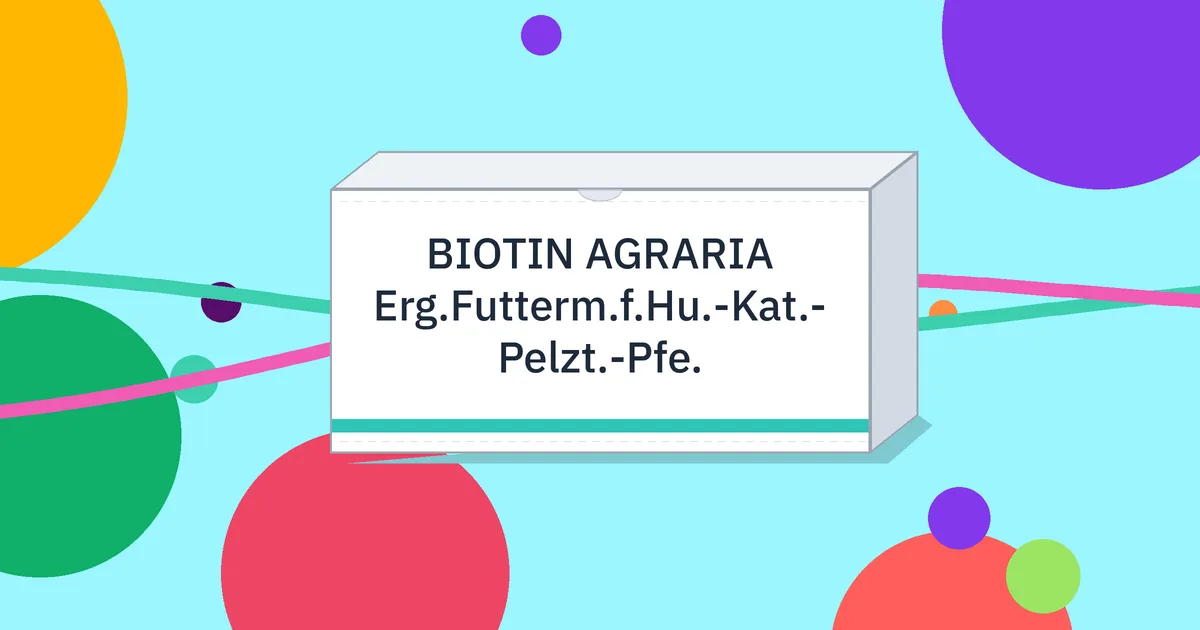 Symbolbild: Packung mit der Aufschrift BIOTIN AGRARIA Erg.Futterm.f.Hu.-Kat.-Pelzt.-Pfe. (PZN 19956706) – Verfügbarkeit und Bezug in Apotheken in Frankfurt am Main