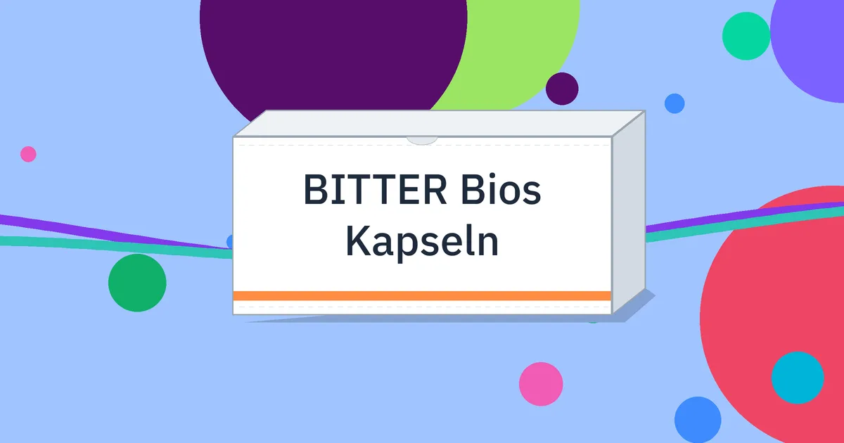 Symbolbild: Packung mit der Aufschrift BITTER Bios Kapseln (PZN 06414151) – Verfügbarkeit und Bezug in Apotheken in Frankfurt am Main