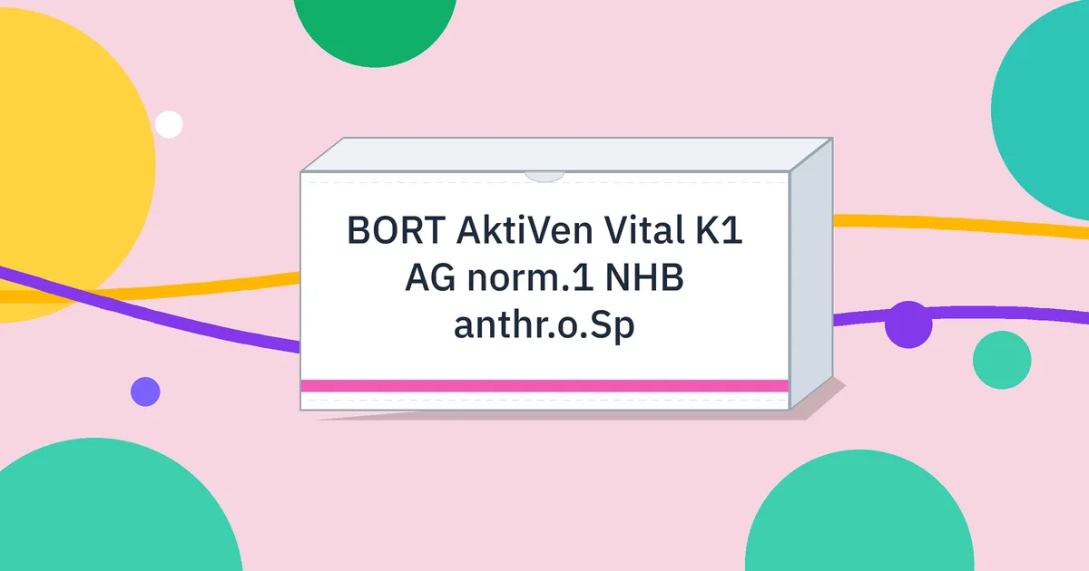 Symbolbild: Packung mit der Aufschrift BORT AktiVen Vital K1 AG norm.1 NHB anthr.o.Sp (PZN 13733425) – Verfügbarkeit und Bezug in Apotheken in Frankfurt am Main