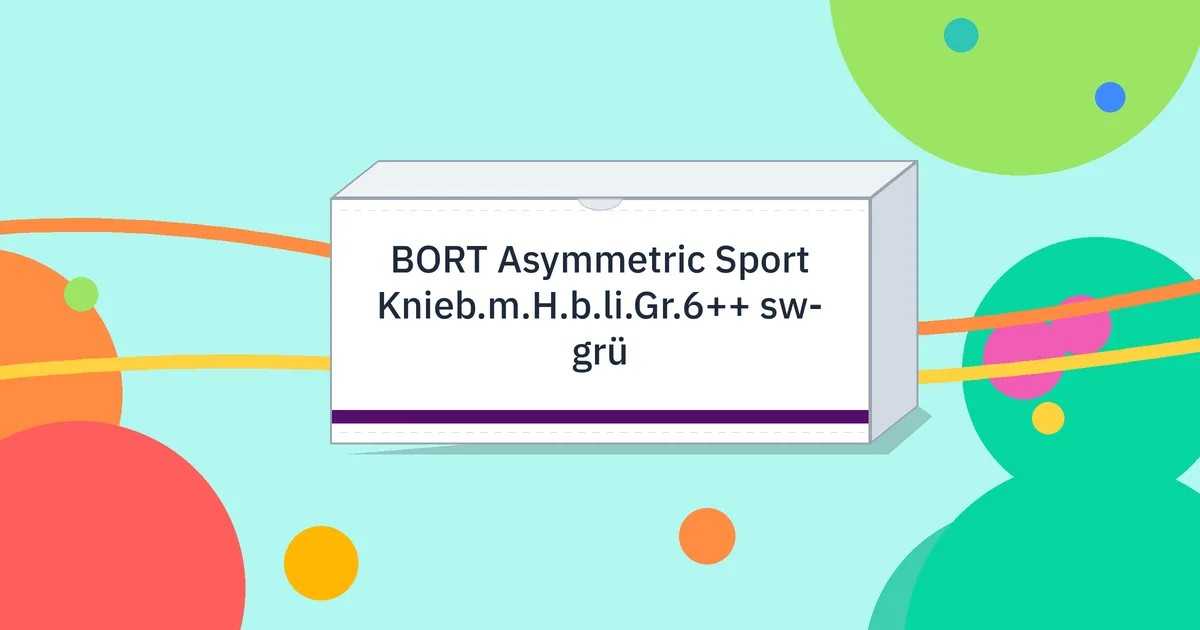 Symbolbild: Packung mit der Aufschrift BORT Asymmetric Sport Knieb.m.H.b.li.Gr.6++ sw-grü (PZN 19634658) – Verfügbarkeit und Bezug in Apotheken in Frankfurt am Main