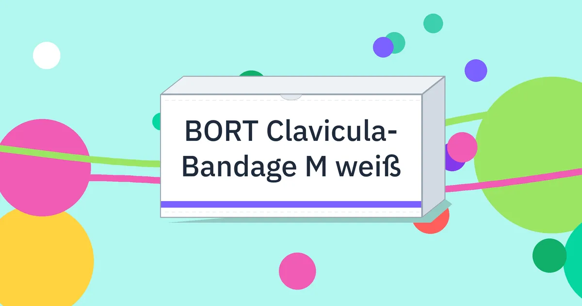Symbolbild: Packung mit der Aufschrift BORT Clavicula-Bandage M weiß (PZN 09443265) – Verfügbarkeit und Bezug in Apotheken in Frankfurt am Main
