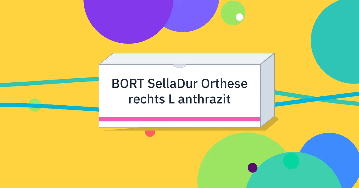 Symbolbild: Packung mit der Aufschrift BORT SellaDur Orthese rechts L anthrazit (PZN 09444201) – Verfügbarkeit und Bezug in Apotheken in Frankfurt am Main