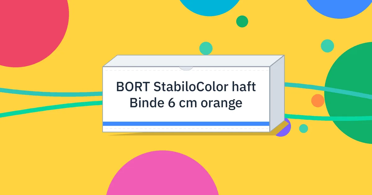 Symbolbild: Packung mit der Aufschrift BORT StabiloColor haft Binde 6 cm orange (PZN 07672381) – Verfügbarkeit und Bezug in Apotheken in Frankfurt am Main