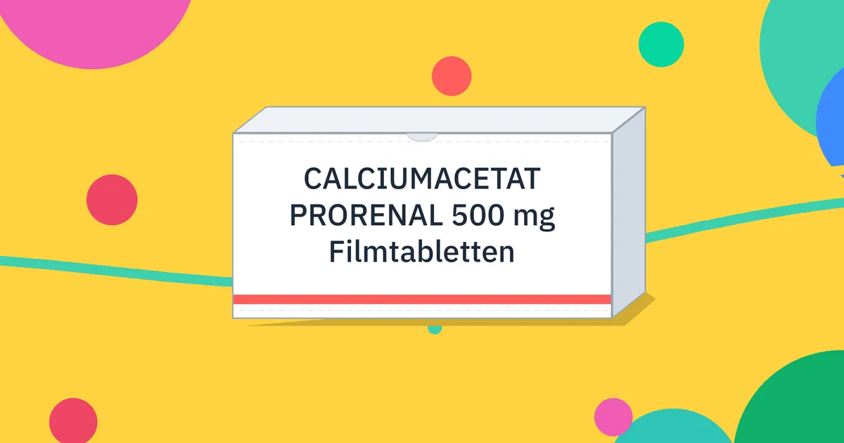 Symbolbild: Packung mit der Aufschrift CALCIUMACETAT PRORENAL 500 mg Filmtabletten (PZN 09777836) – Verfügbarkeit und Bezug in Apotheken in Frankfurt am Main