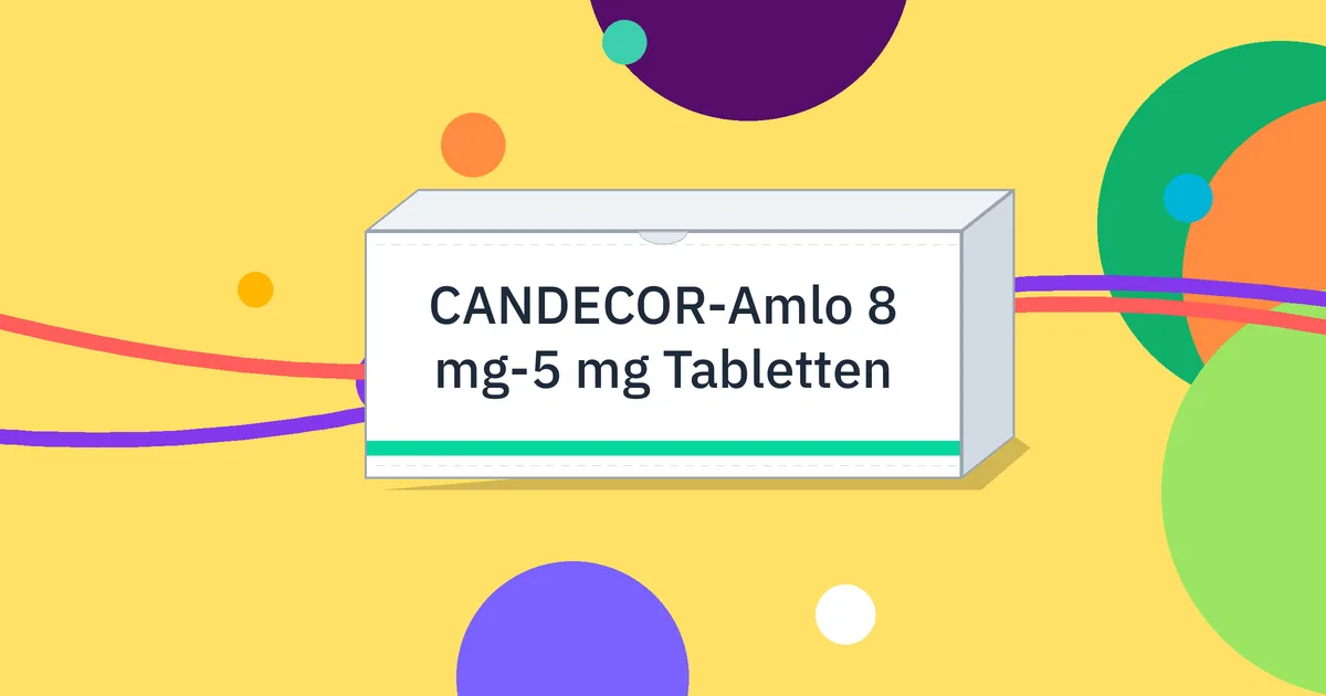 Symbolbild: Packung mit der Aufschrift CANDECOR-Amlo 8 mg-5 mg Tabletten (PZN 13502186) – Verfügbarkeit und Bezug in Apotheken in Frankfurt am Main