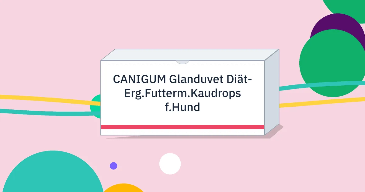 Symbolbild: Packung mit der Aufschrift CANIGUM Glanduvet Diät-Erg.Futterm.Kaudrops f.Hund (PZN 19206655) – Verfügbarkeit und Bezug in Apotheken in Frankfurt am Main